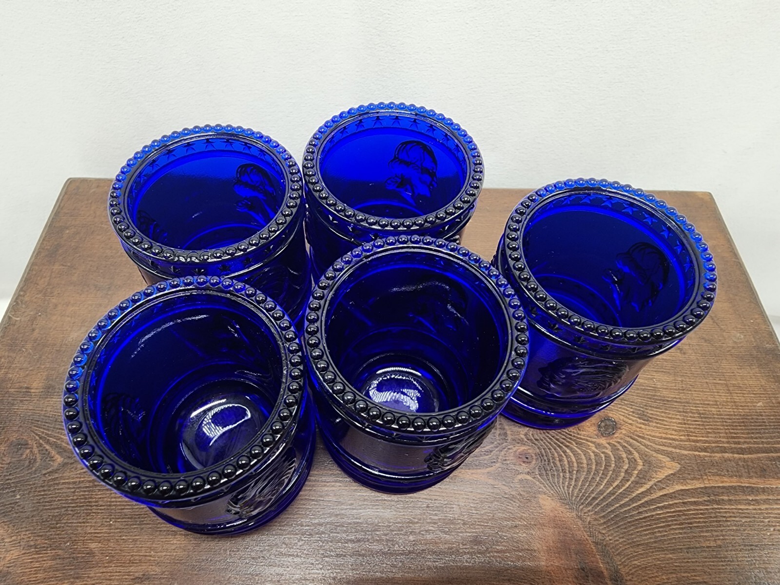 Bob St Clair 1976 Bicentennial Cobalt Blue Glass Toothpick Holder Set ...