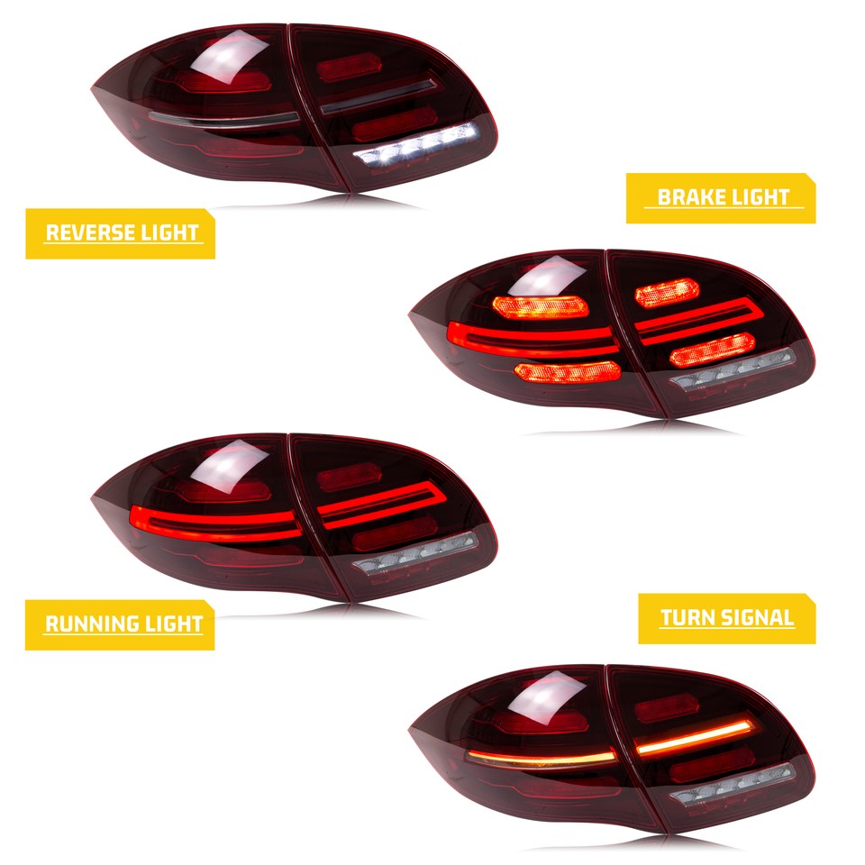 LED Red Tail Lights for Porsche Cayenne 2011-2014 958 Sequential Rear ...