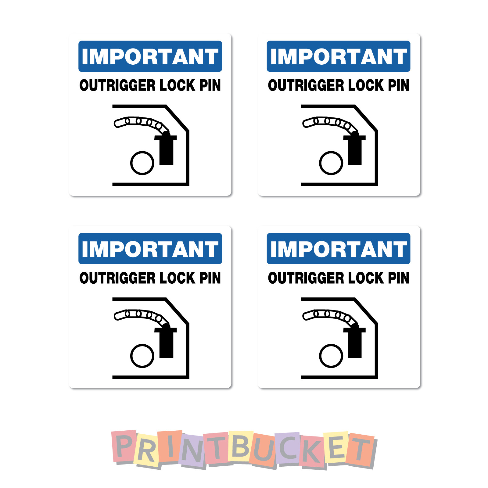 Outrigger Lock Pin stickers 70mm 4 Pack quality water/fade proof vinyl ...