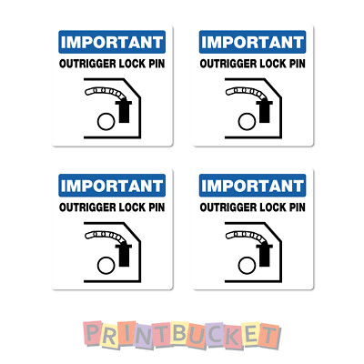 Outrigger Lock Pin stickers 70mm 4 Pack quality water/fade proof vinyl ...