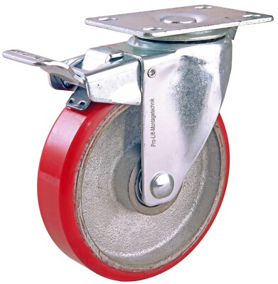4 Rollen Bremse lenkbar 4x110kg Schwerlastrollen Rolle PU-Belag rot M ...