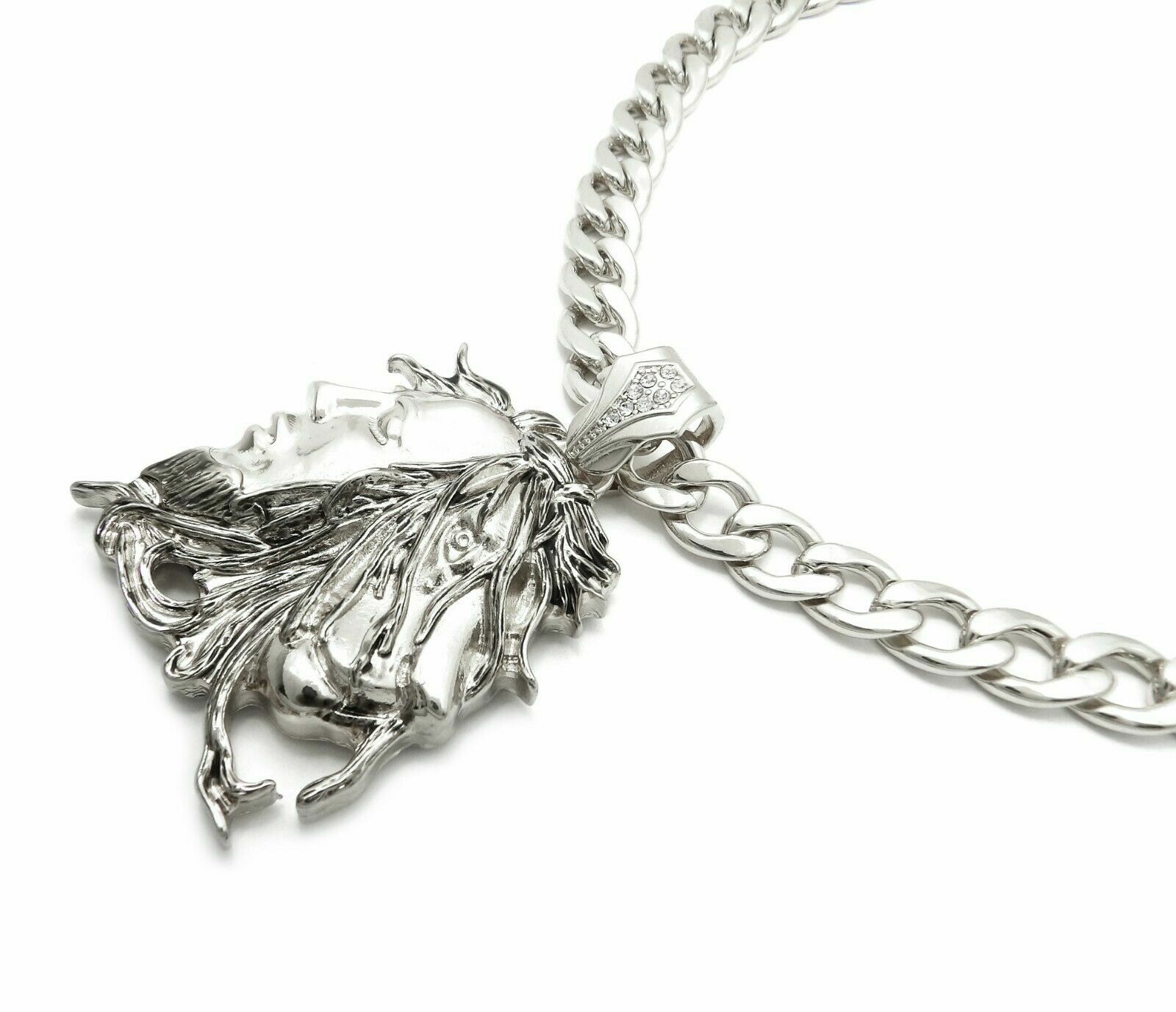 Hip Hop Fashion BOB MARLEY LION Pendant & 11mm 20" Cuban Choker Chain ...