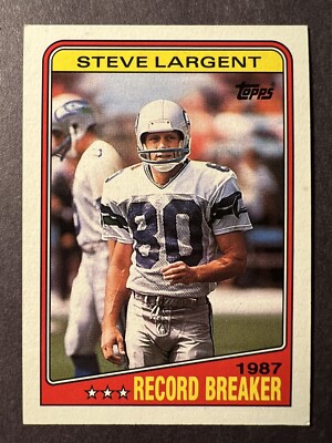 1988 Topps Steve Largent Seattle Seahawks 1987 Record Breaker Card #3 ...