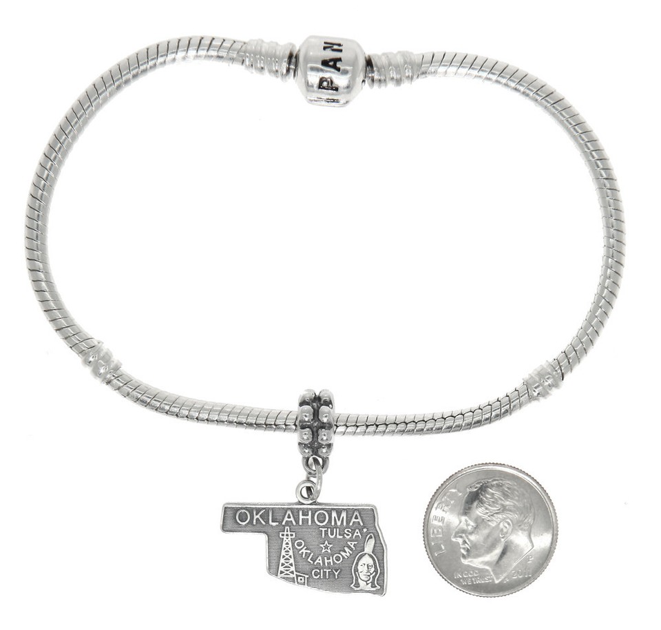 Sterling Silver Oklahoma State Map Dangle Bead Charm | eBay