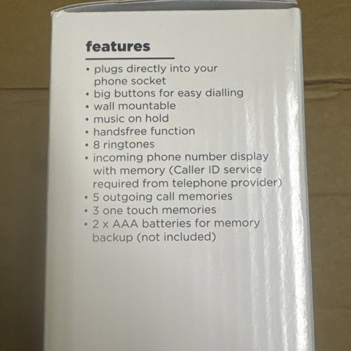 Asda Tech Big Button Landline Telephone Hands Free Caller Display Home ...