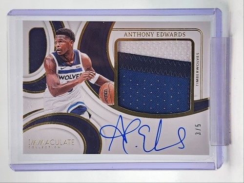 ANTHONY EDWARDS 2023-24 IMMACULATE PREMIUM PATCH AUTOGRAPH GOLD AUTO /5 ...