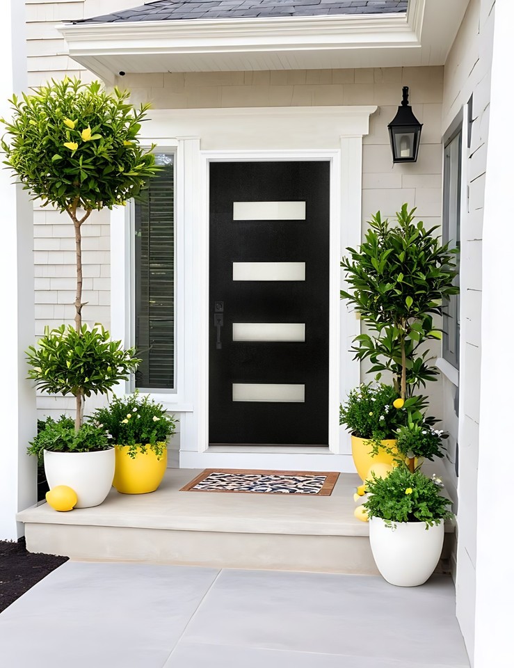 36'' x 80''Fiberglass Exterior KD Door, 4-9/16" Jamb Entry Door with ...