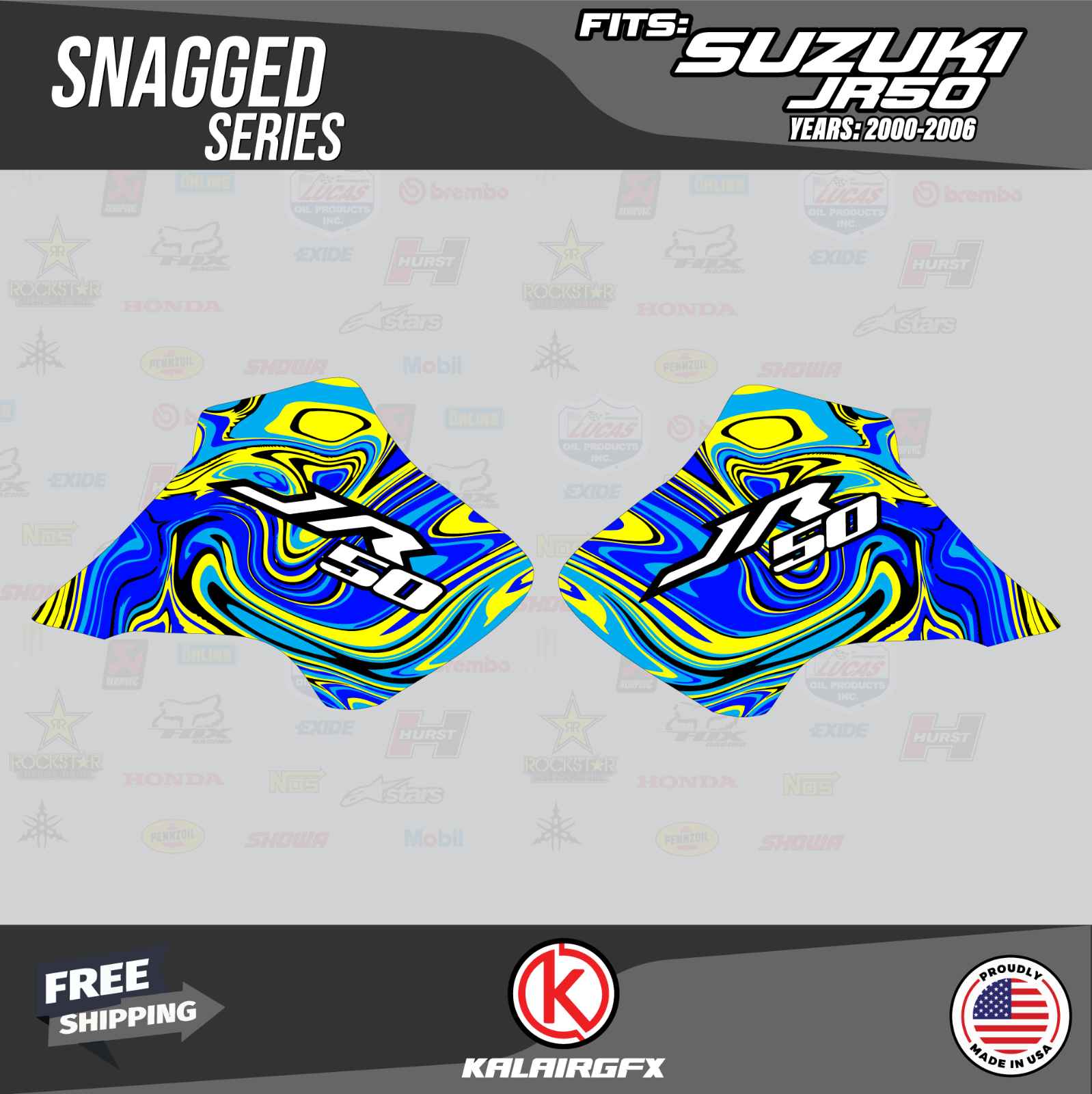 Graphics Kit for SUZUKI JR50 (2000-2006) JR 50 Snagged Series - Blue | eBay