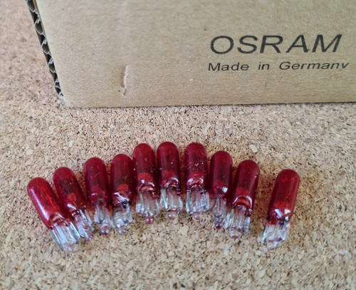 12v 1.2w T5 286 RED CAPLESS DASHBOARD & SWITCH PUSH IN BULB LAMP 5mm ...