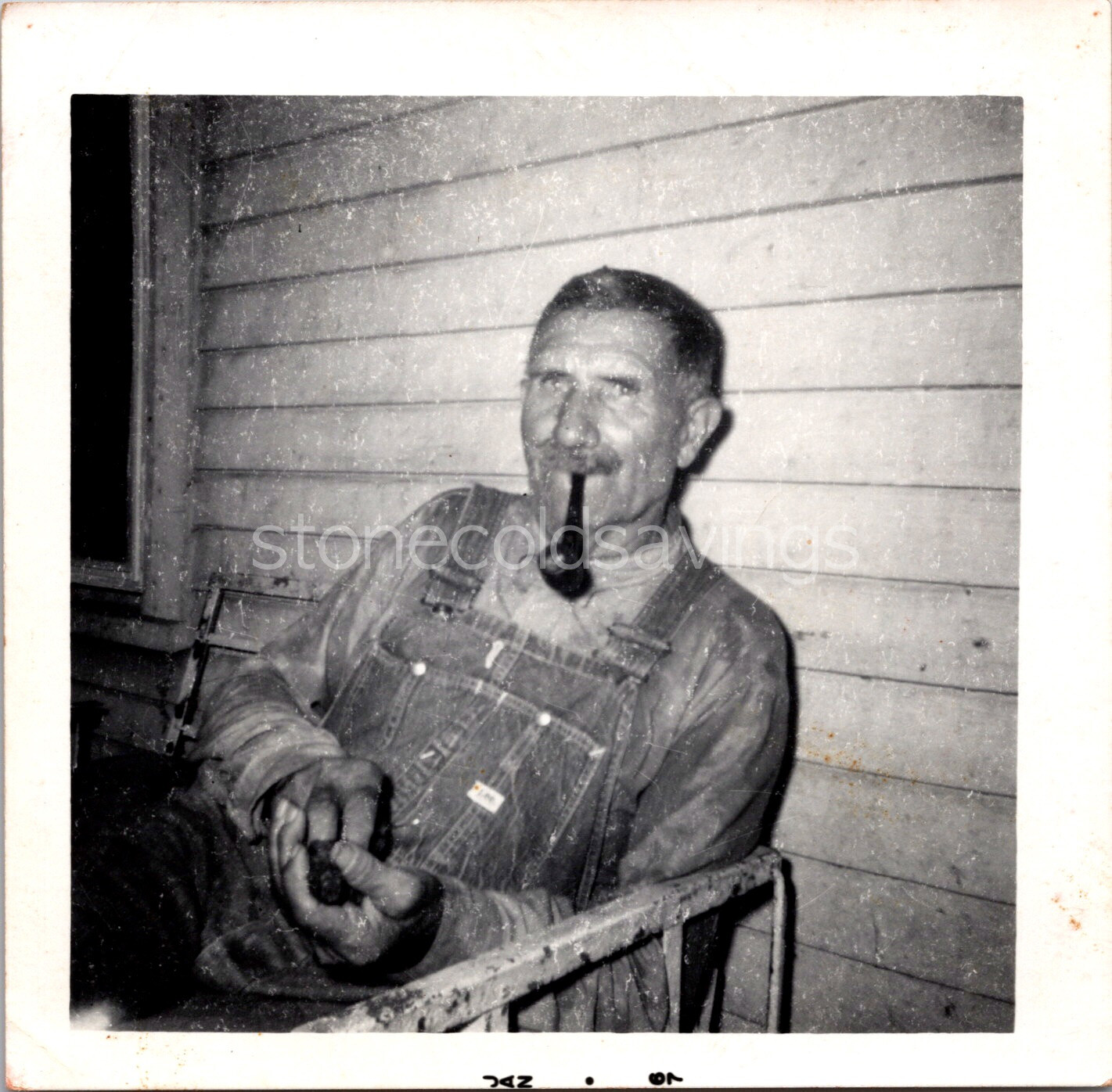 Vintage Found Photo - 1960s - Hillbilly Farmer Man Smokes Pipe Rough ...