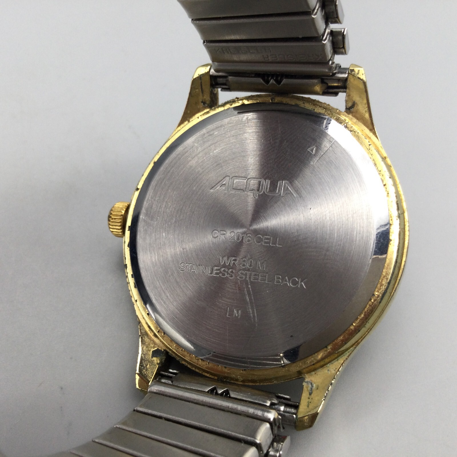 Vtg Timex Acqua Watch Men 36mm Gold Tone Indiglo Stretch Band New ...