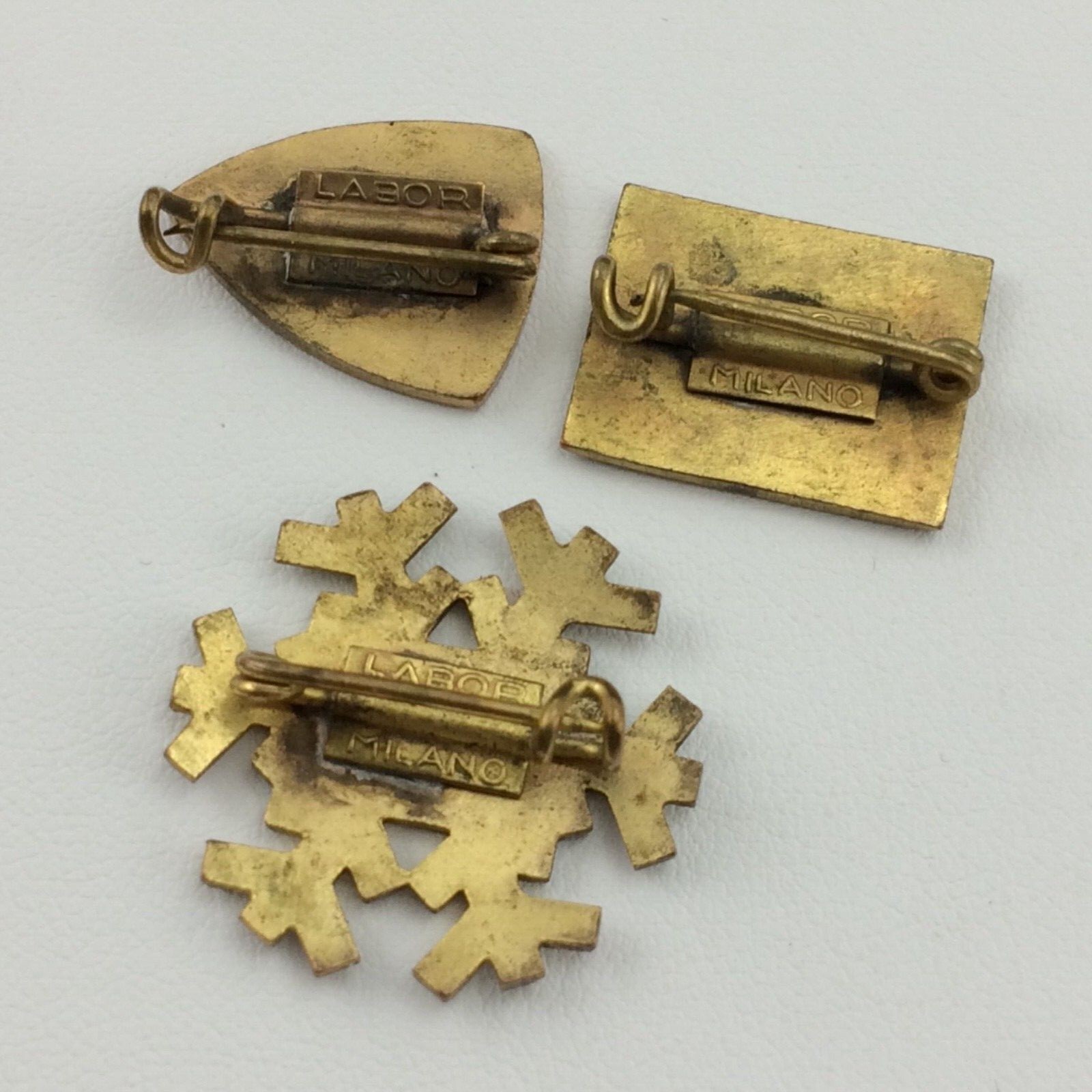 3 Vtg Italy Enamel Ski Pins by Labor Milano Cortina Mad.Campiglio Passo ...