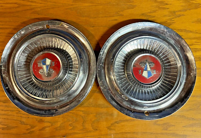 TWO VINTAGE ANTIQUE 1956 HUDSON HORNET SPECIAL SUPER 8 CUSTOM HUBCAP ...