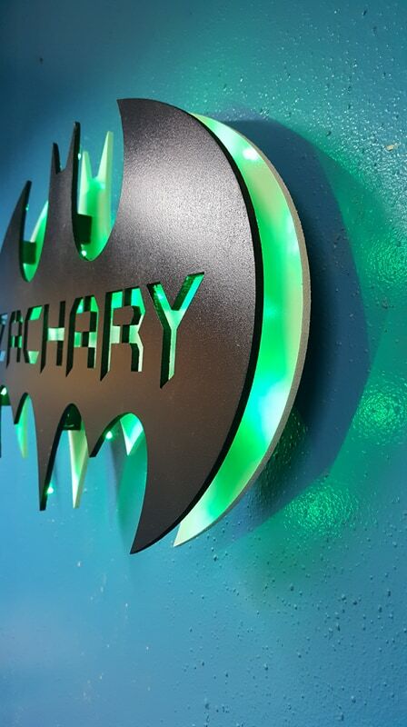 Batman sign, personalized Led Custom wood batcave sign, Superhero night ...