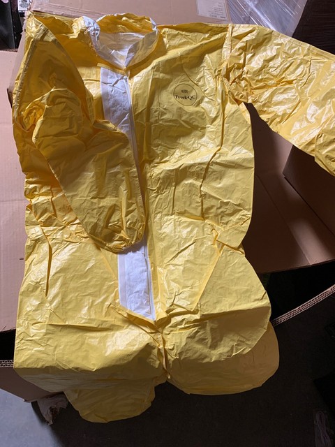 Dupont Tyvek Yellow Polycoated Chemical-Resistant Coveralls 25/Case | eBay