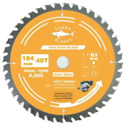 Shark Blades TCT Circular Saw Blade 184 x 40T Thin Kerf 1.6mm For ...