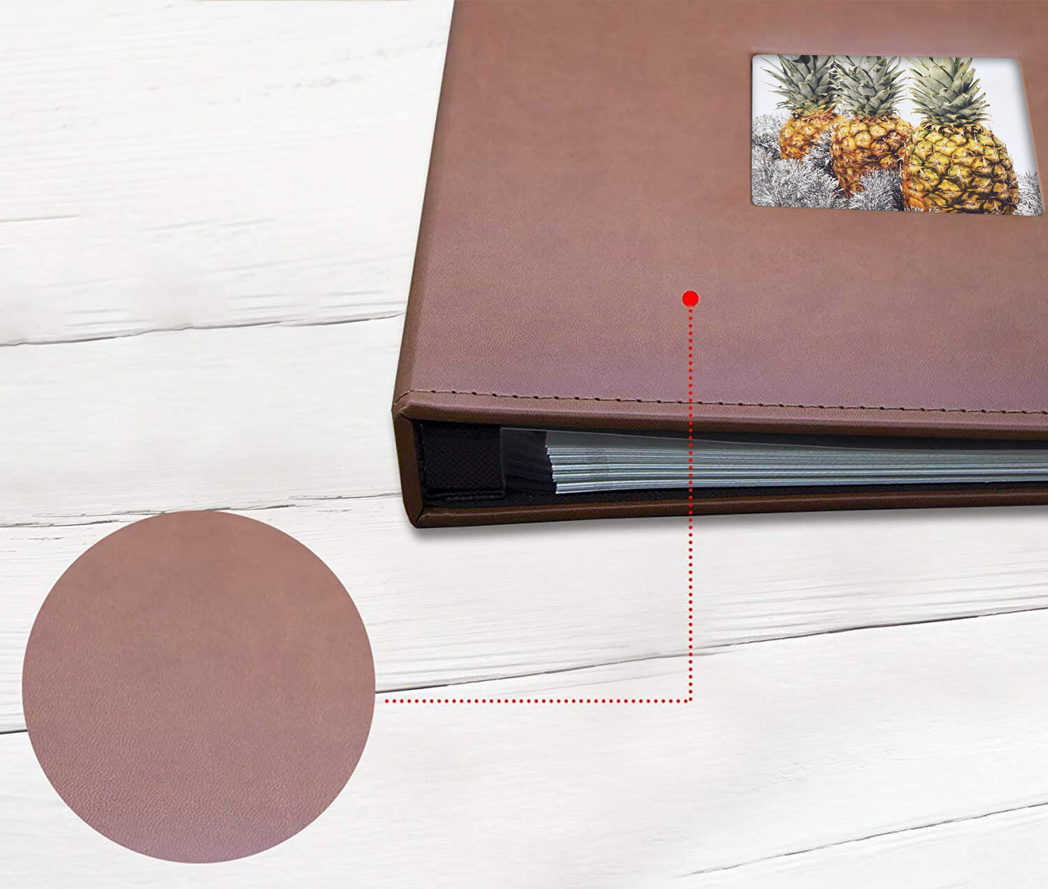 Self Adhesive Magnetic Photo Album Self-Stick DIY Picture Leather Brown ...