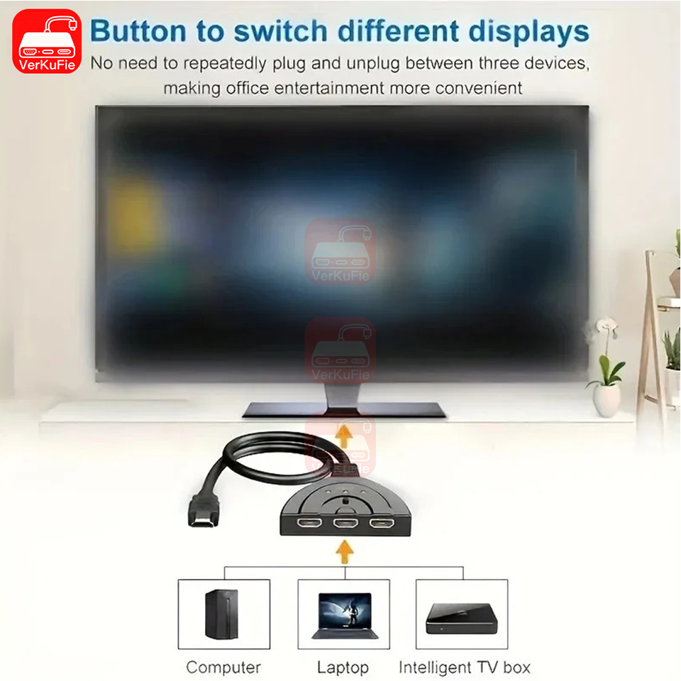 4K 3 PORT HDMI SPLITTER CABLE MULTI SWITCH SWITCHER HUB BOX LCD HDTV ...