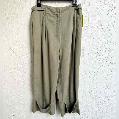 BCBG max azria army green cropped hem pants medium | eBay