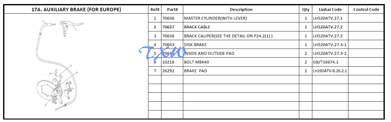 LINHAI ATV 260 300 400 520 Big Horn Rear Auxiliary Parking Brake Caliper