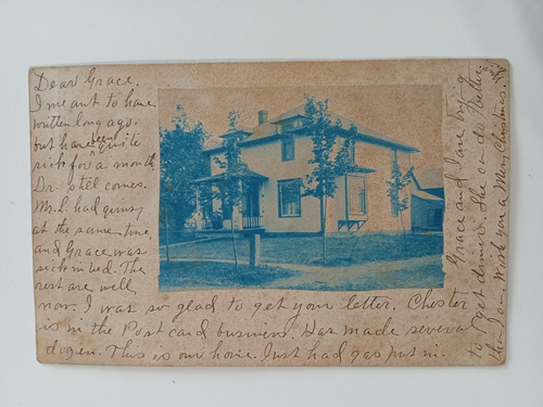 WARSAW ? OHIO 1906 CYANOTYPE BLUE REAL PHOTO POSTCARD CHESTER POSTCARD ...