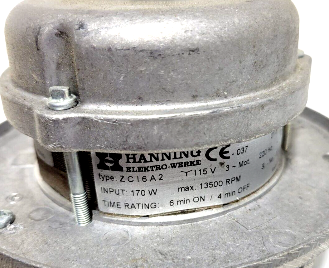 Hanning Centrifuge Electric Motor 3PH 115V 220Hz 13500RPM 170W ZC16A2 ...
