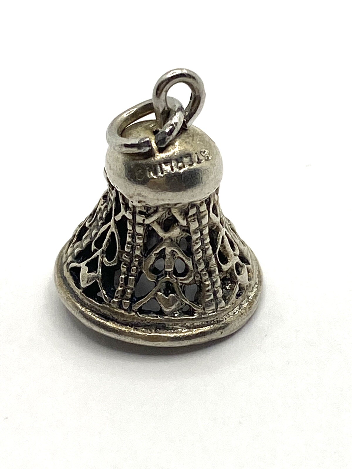 925 Sterling Silver Bell Charm Articulated Vintage 60… - Gem