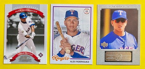 ALEX RODRIGUEZ, Texas Rangers 3-card lot, 696 Home Runs, ALL-STAR, GOLD ...
