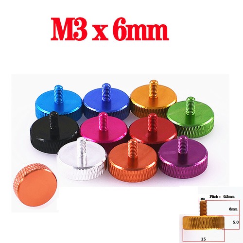 M3 Aluminum Alloy Bolts Knurled Big Flat Head Thumb Screws PC Case 6mm ...