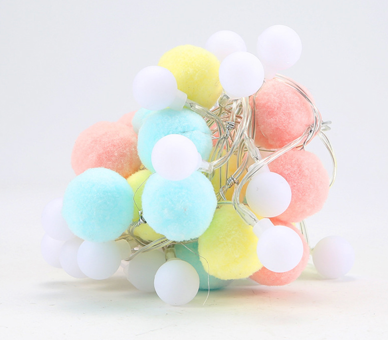 20 LED Globe Ball String Lights Kids Fairy Light DECOR ROOM POMPOM ...
