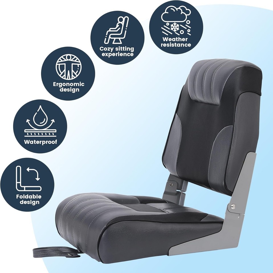 2-Pack Boat Seats Waterproof PVC Leather Folding Low Back Boat Chairs ...