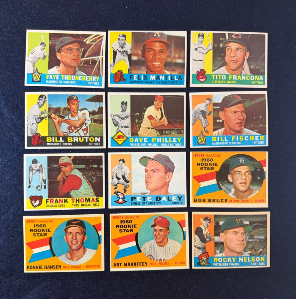 1960 Topps Baseball Partial Set Lot (34) Different EXMT-NM Antonelli ...