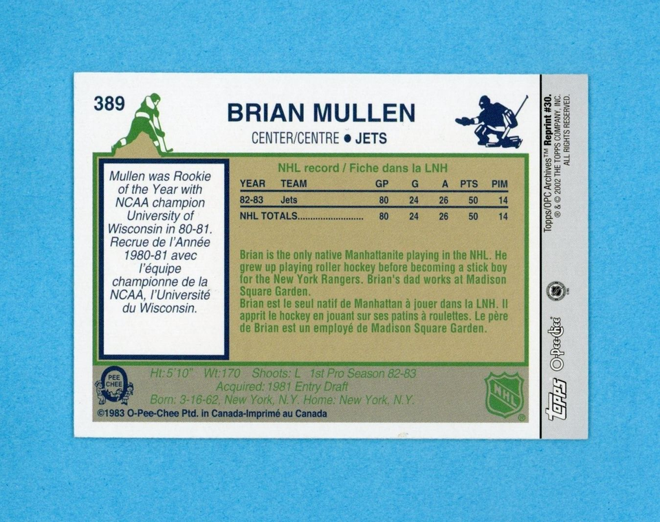 Brian Mullen 2001-02 Topps/OPC Archives #30 Autographed Hockey Card | eBay