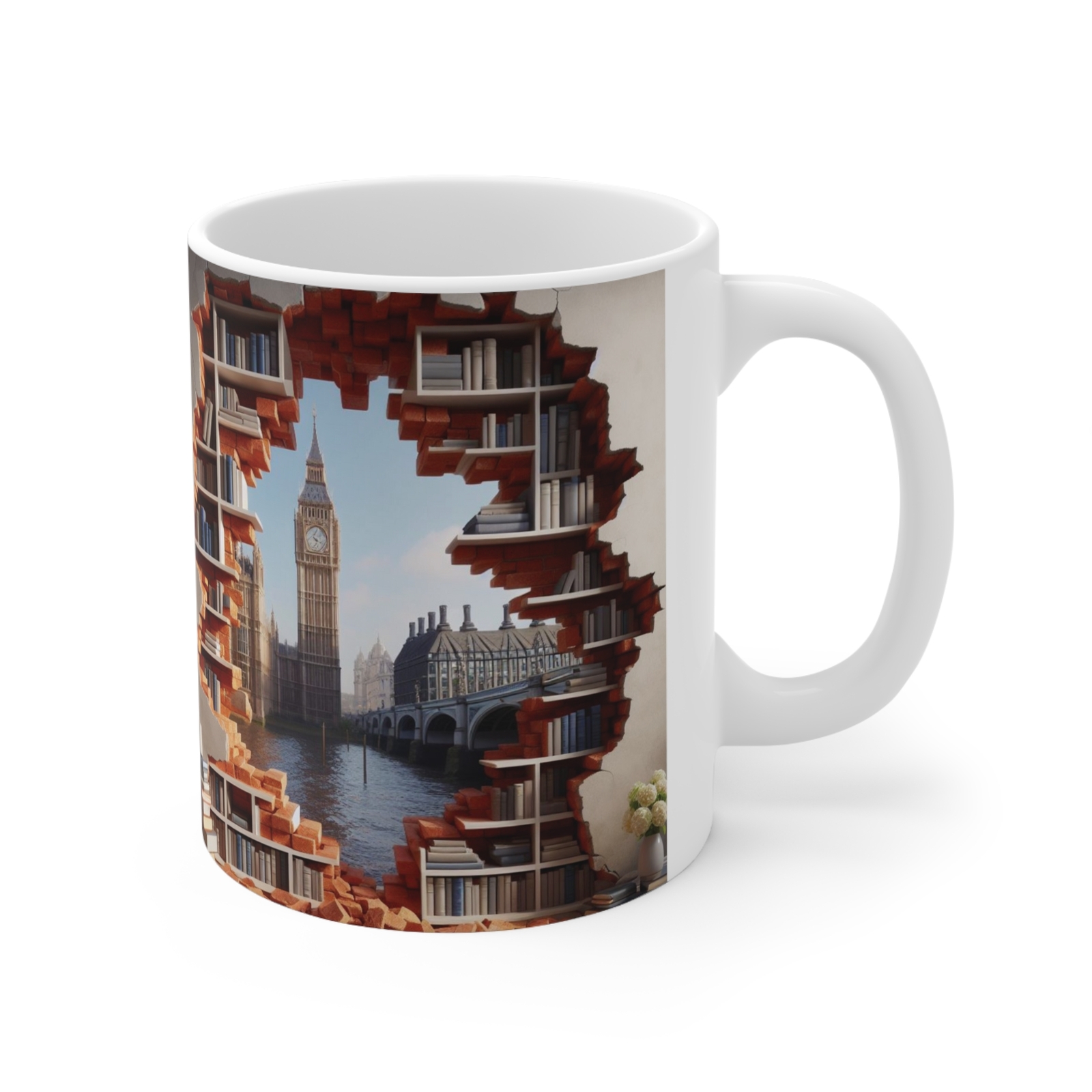 3D Bookshelf Mug Library Mugs London Ceramic Coffee Cup Tea Unique ...