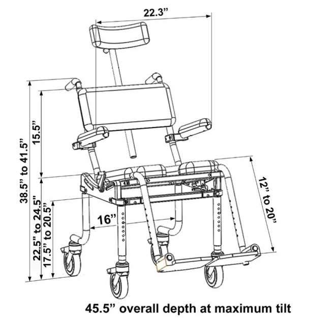NUPRODX Multichair roll-In shower / commode chair with tilt-in-space | eBay