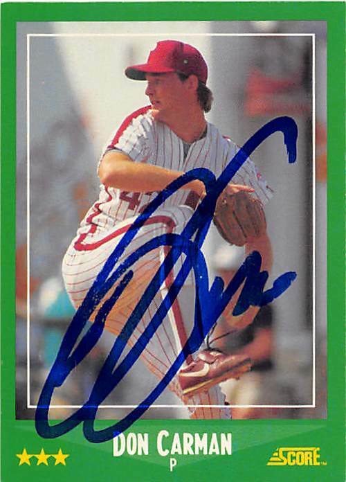 Don Carman autographed baseball card (Philadelphia Phillies) 1988 Score ...