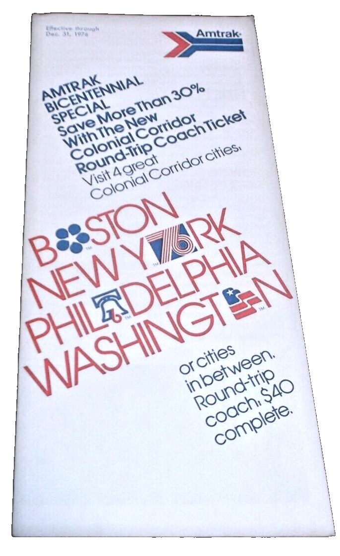 1976 AMTRAK COLONIAL CORRIDOR BICENTENNIAL BROCHURE | eBay