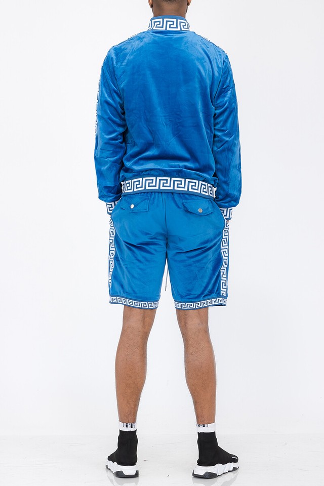 Unisex Full Zip Velour Suede Track Suit Status Print Gold S 3XL Plus ...