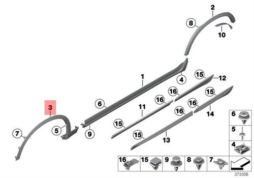 Genuine BMW X3 X4 F25 F26 SAC SUV Wheel Arch Cover Left Front OEM ...