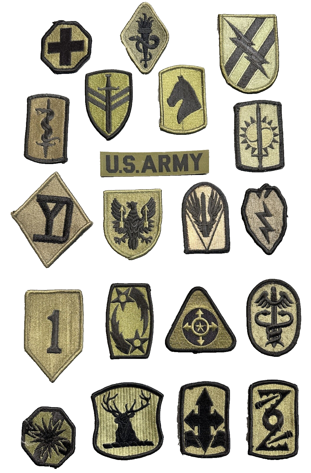20 US Army Military Convolute Assorted Mixed Uniform Patches Sew-On ...