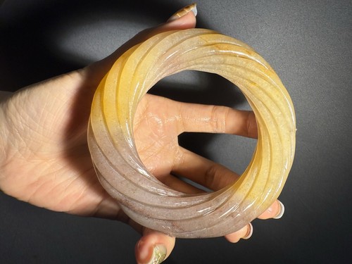 59mm Big Infinity Natural Mongolian Jade Bangle/ She TeiCui Jade/ Hand ...