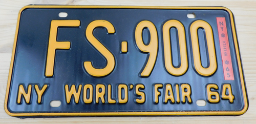 Vintage Original 1964 NY World's Fair License Plate Tag # FS-900 W ...
