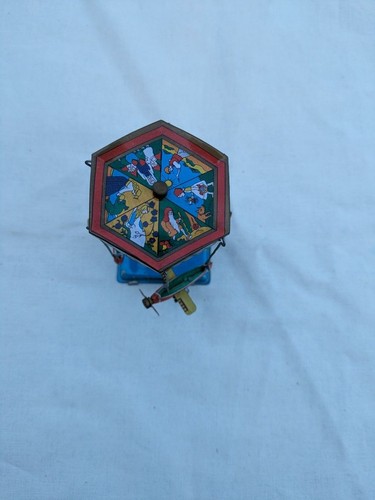 Tin Toy Merry-Go-Round Vintage Carousel Ride Airplane 3-Base Set Showa ...