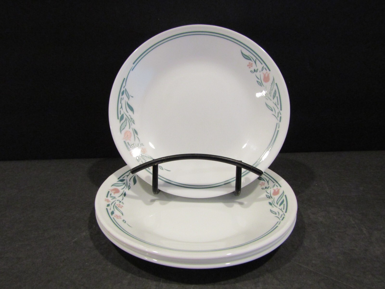 Corelle ROSEMARIE Set Of 4 Dessert BREAD & BUTTER Plates Tulip Pattern ...