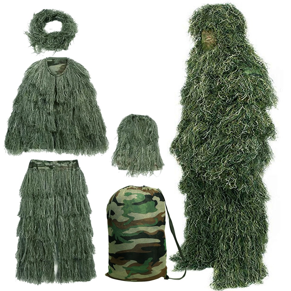 NAIZEA Ghillie Suits, Adult Youth Sizes Woodland Gilly Suit Hooded ...