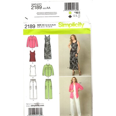 Simplicity 2189 Women's 10-18 Dress Pants Shirt Top Stretch Knit ...