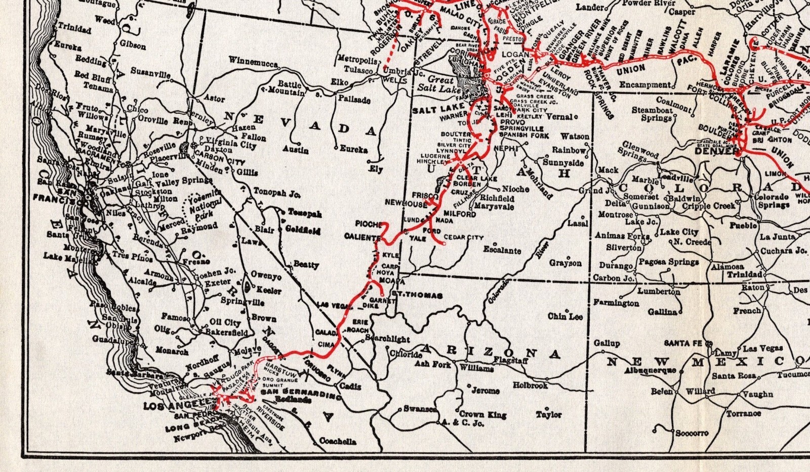 1925 Antique UNION PACIFIC RAILROAD Map Vintage Union Pacific Railway ...