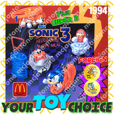 McDonald's 1994 SONIC The HEDGEHOG 3 Sega Video Game + Foreign YOUR Toy ...