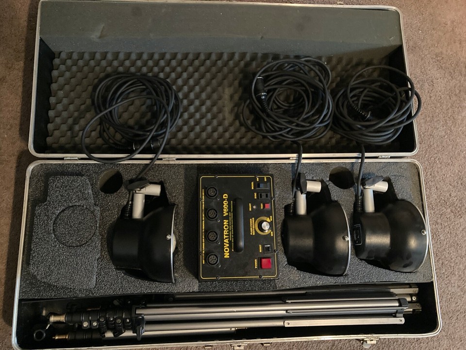 Novatron V600-D 3-Light Studio Photography Light/Flash Head Kit with ...