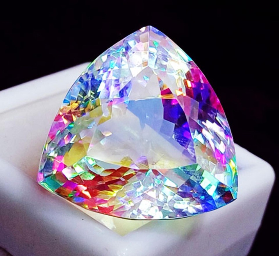 65.20 Ct Certified Multi-Color Mystic Topaz Trillion Cut Loose Gemstone ...
